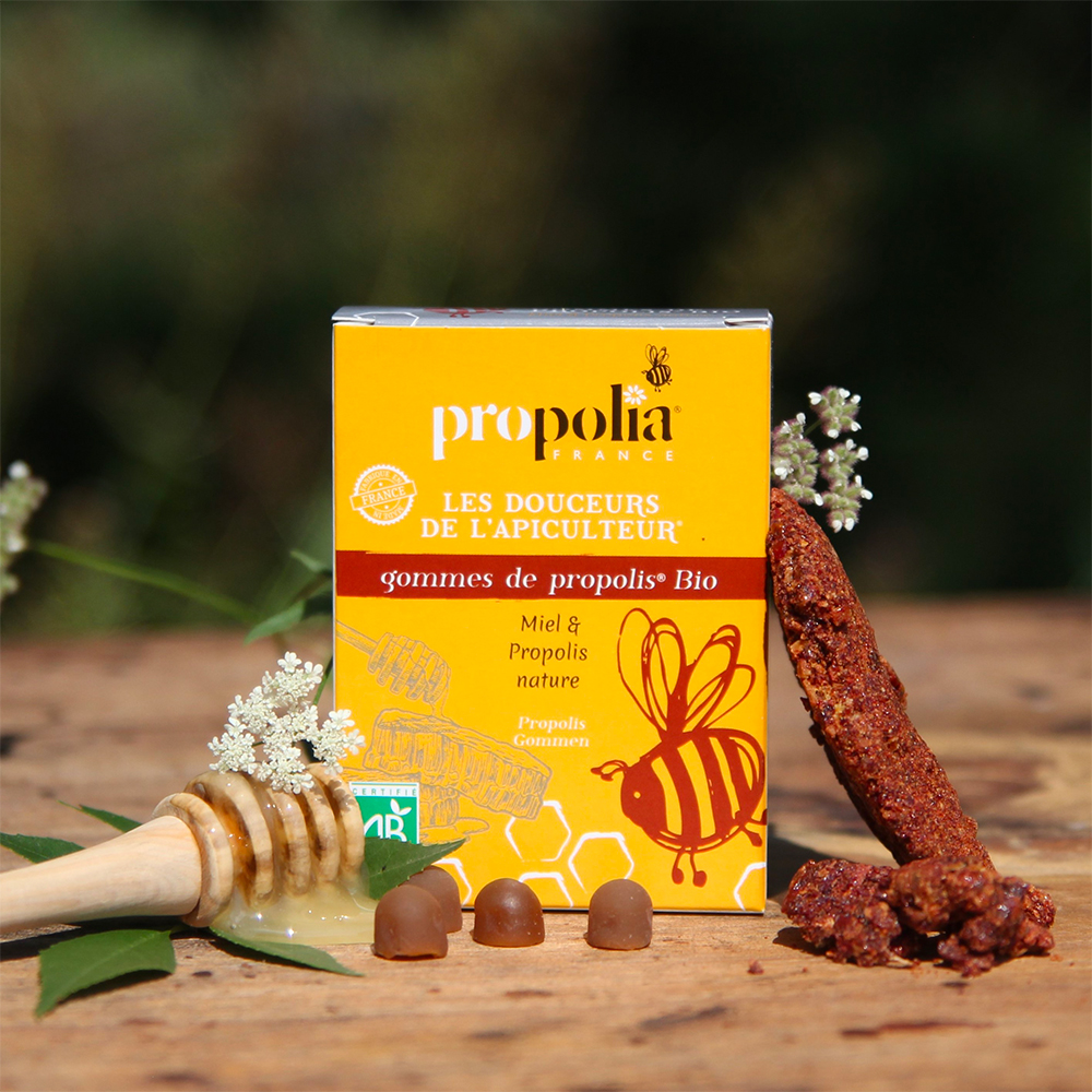 Gomme de propolis et miel